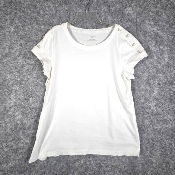 Talbots | Tops | Talbots Womens Pullover Top Short Sleeve Button Detail ...